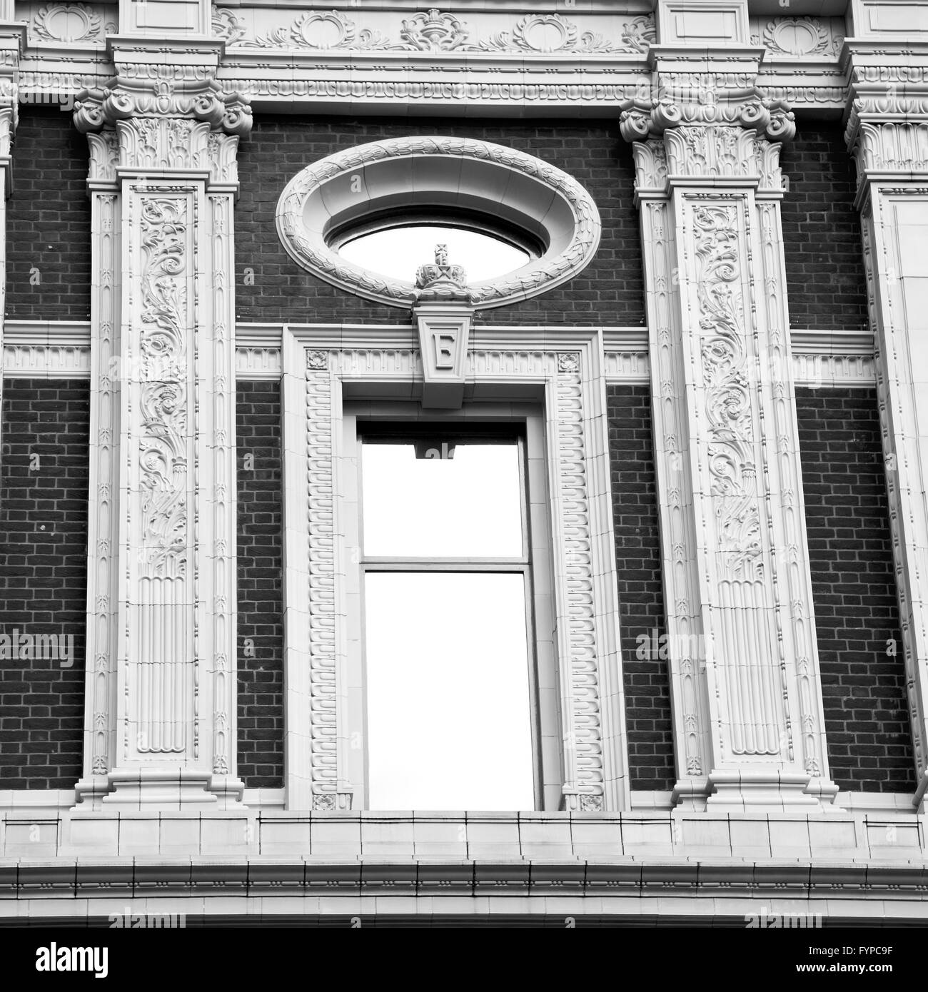 old window in europe london red brick wall and historical Stock Photo ...
