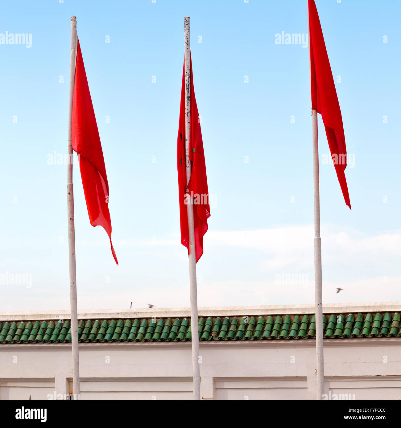 tunisia waving flag in the blue sky colour and battlements wave Stock ...