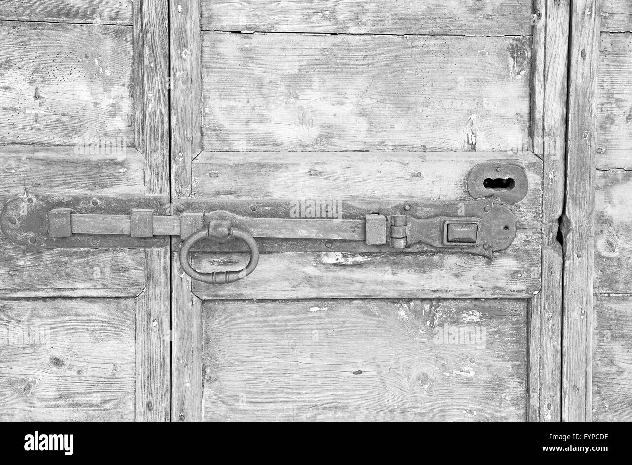 europe old in italy antique close brown door and rusty lock closeup ...