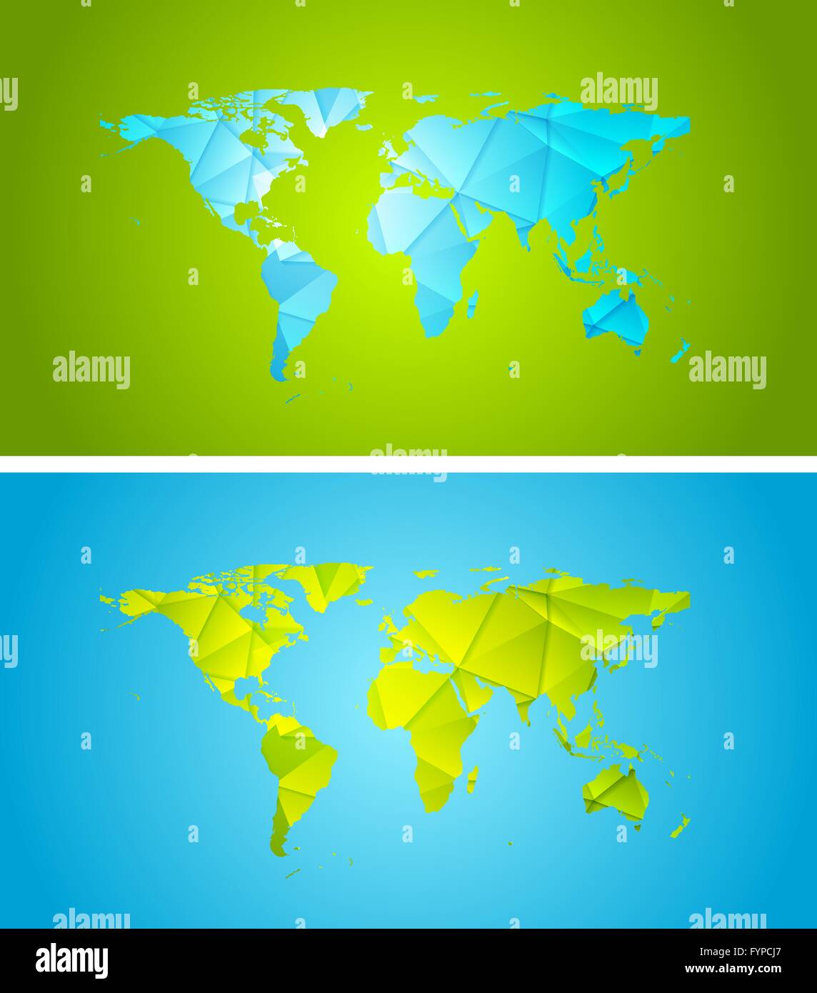 Bright abstract tech polygonal world map design Stock Photo - Alamy