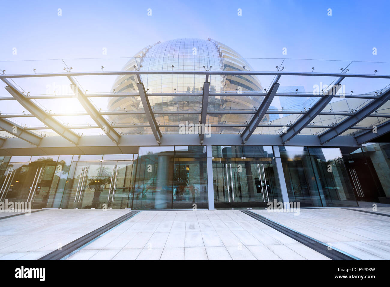 garden in front of a modern city hall Stock Photo - Alamy
