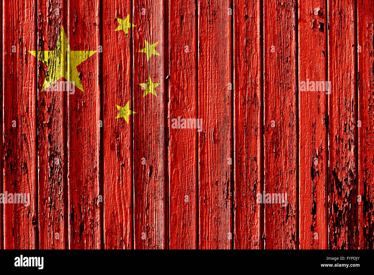 flag of China painted on wooden frame Stock Photo - Alamy