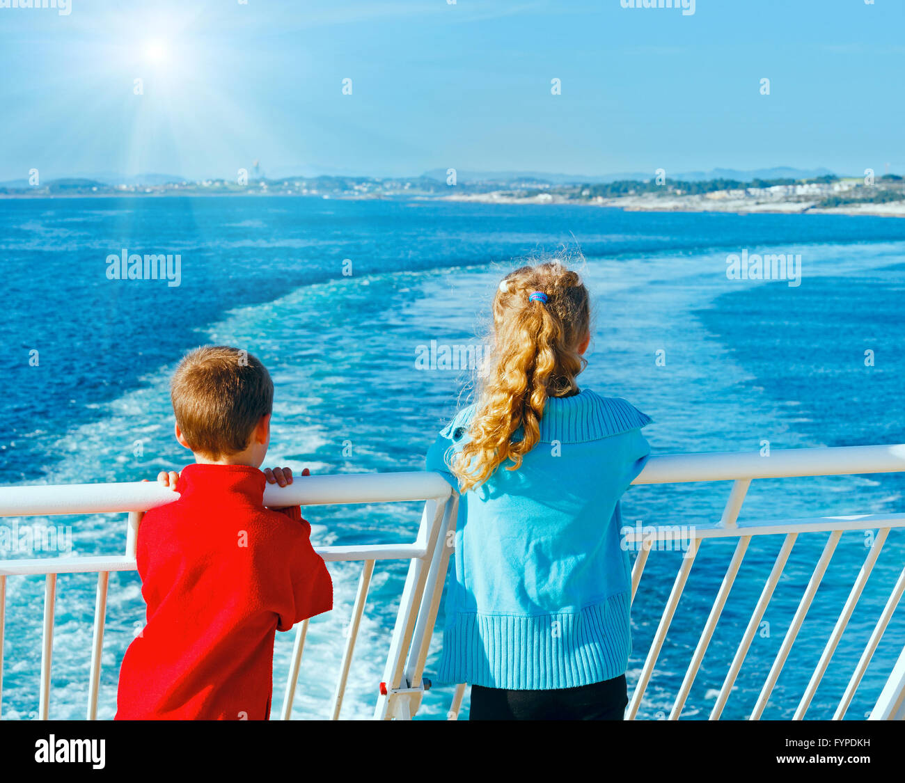 Children on the deck of the ship Stock Photo - Alamy