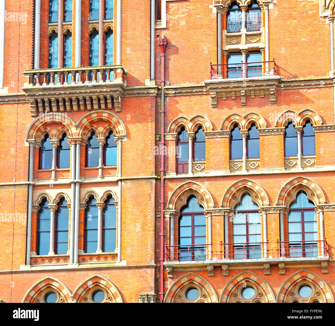 old architecture in london england windows and brick exterior wall ...