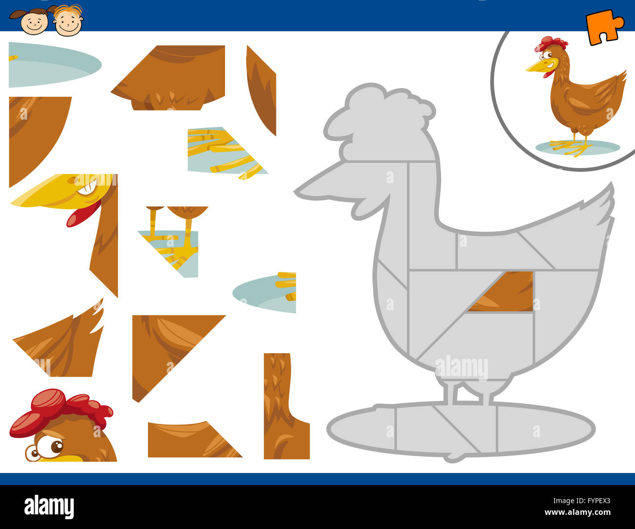 cartoon hen jigsaw puzzle task Stock Photo - Alamy