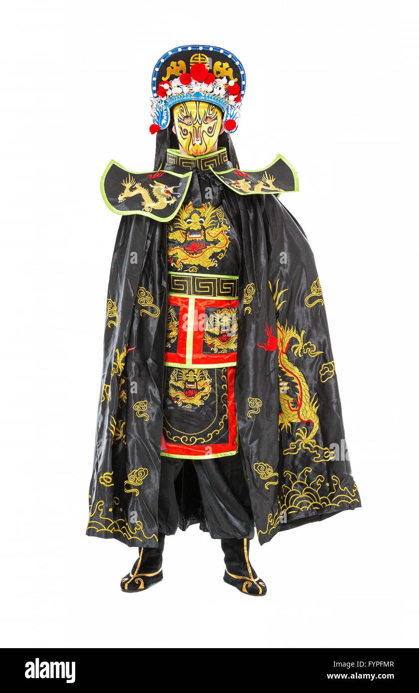 Man in Samurai Decorated Costume with Fan Stock Photo - Alamy