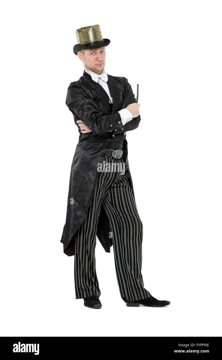 Illusionist Shows Tricks with a Magic Wand Stock Photo - Alamy