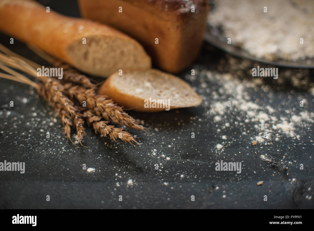 Bread composition with wheats Stock Photo - Alamy