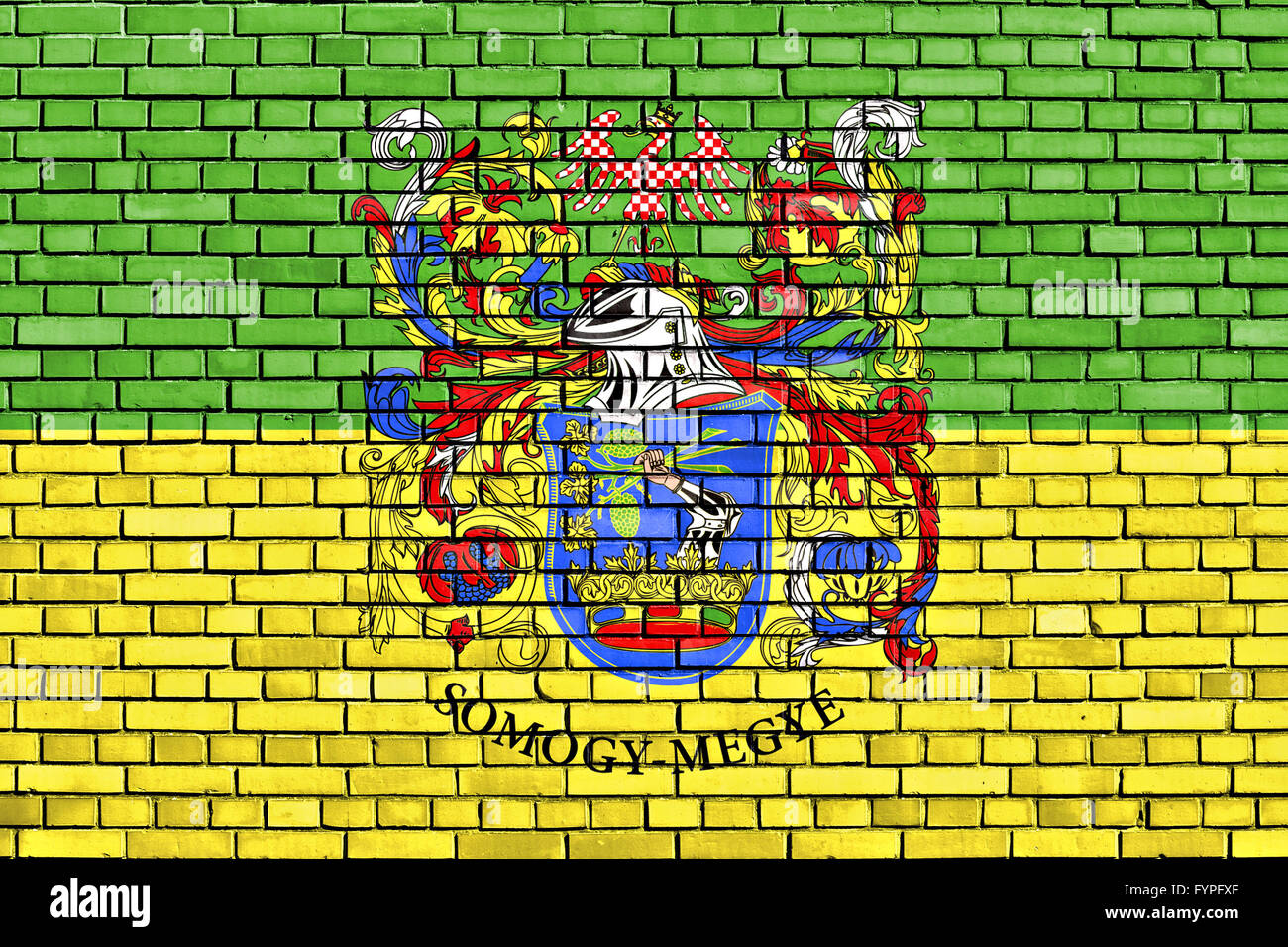 flag of Somogy County painted on brick wall Stock Photo - Alamy