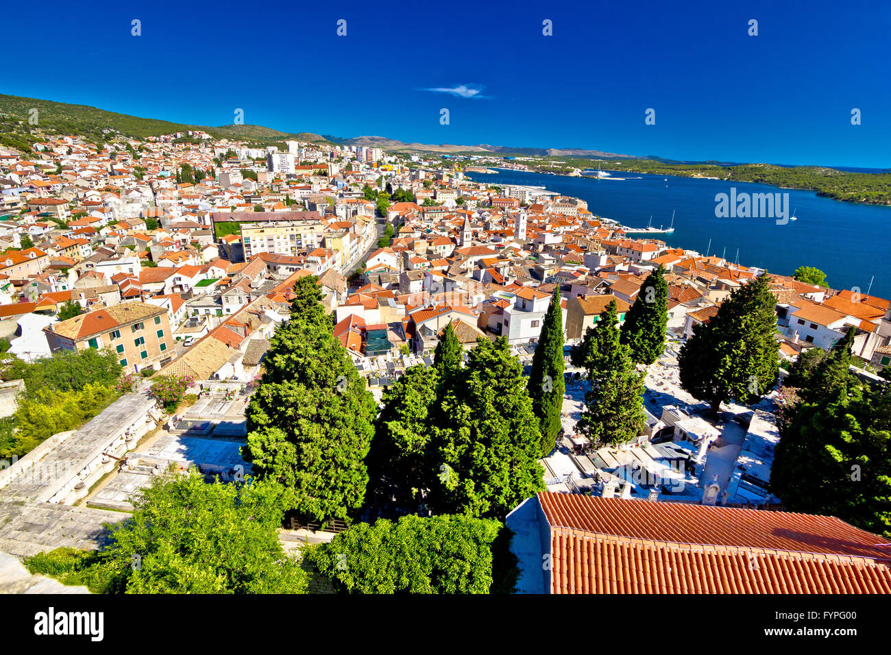 Aerial view harbor coastal town hi-res stock photography and images - Alamy