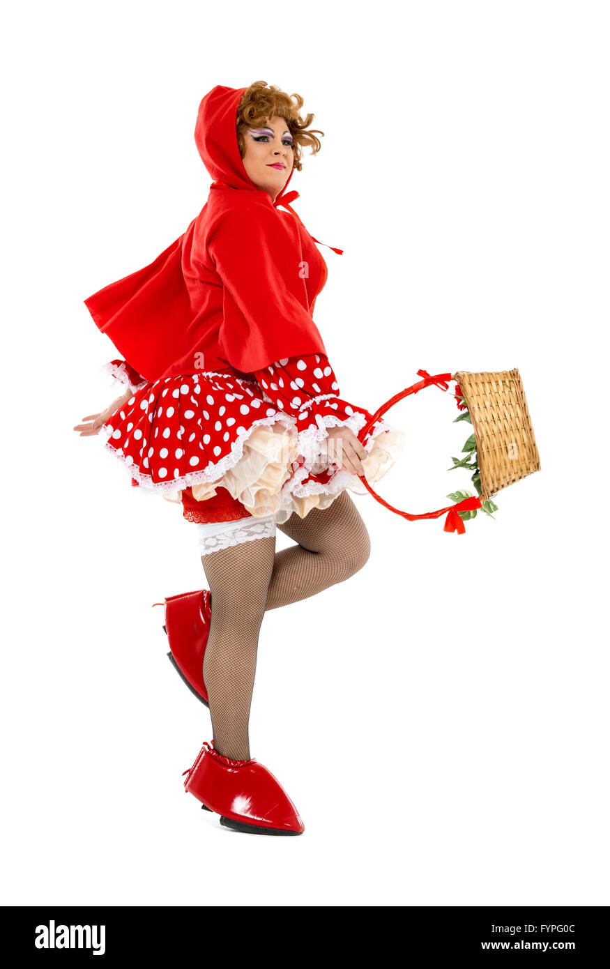 Actor Drag Queen Dressed as Little Red Riding Hood Stock Photo - Alamy