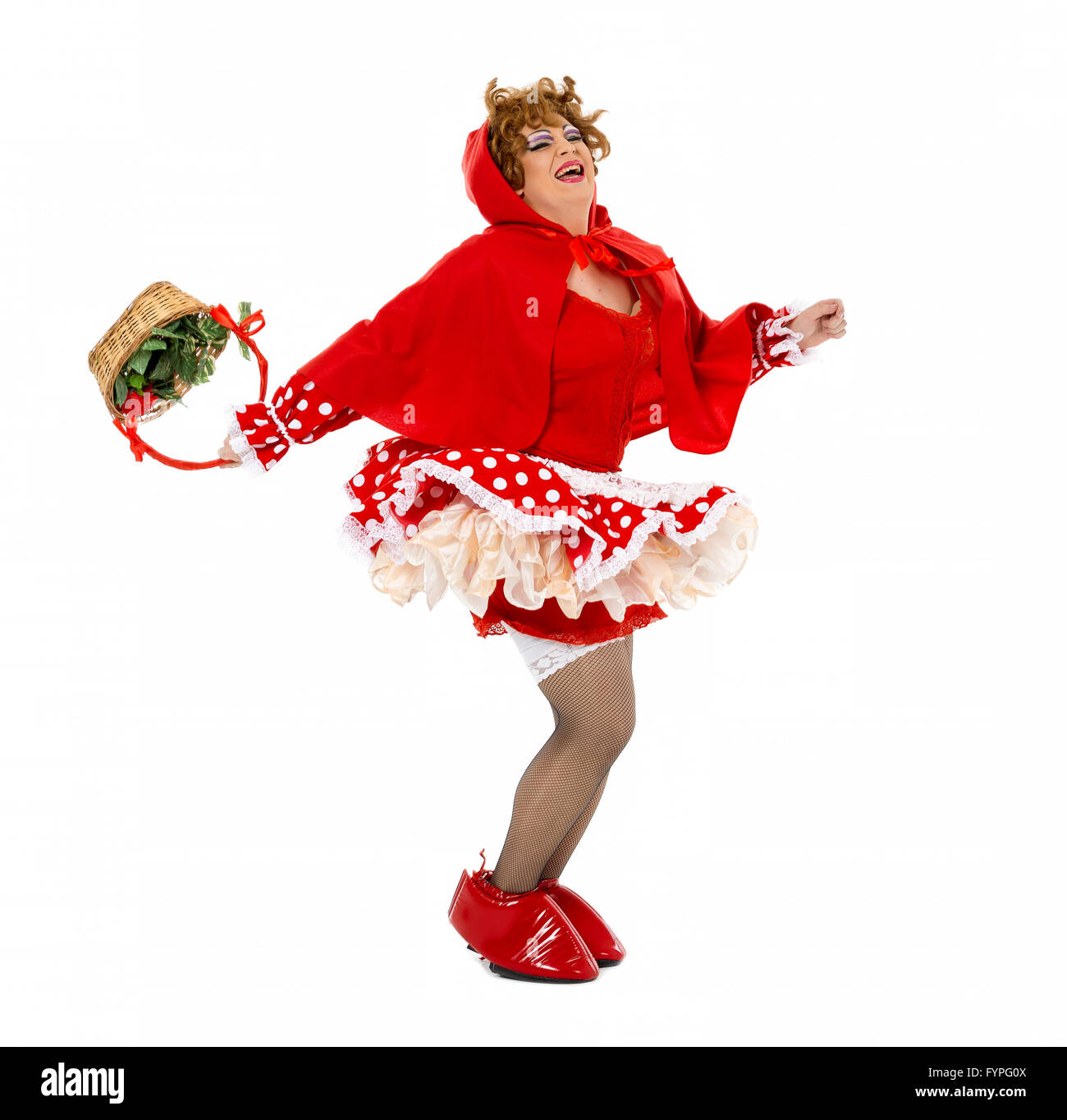 Actor Drag Queen Dressed as Little Red Riding Hood Stock Photo - Alamy