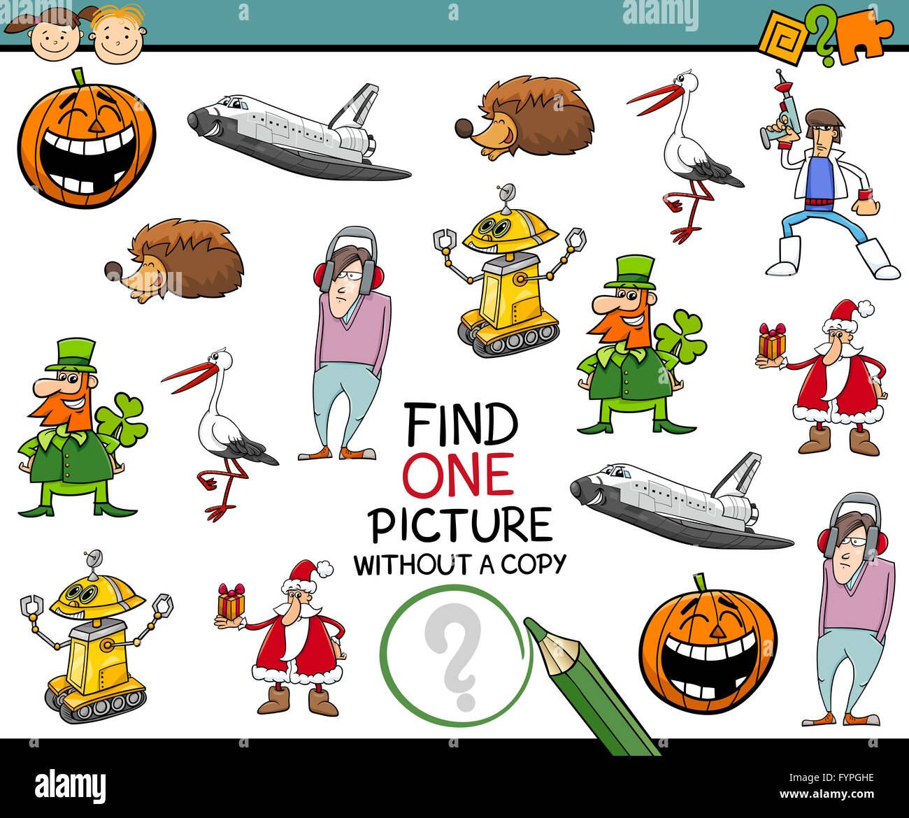 find one picture kindergarten task Stock Photo - Alamy