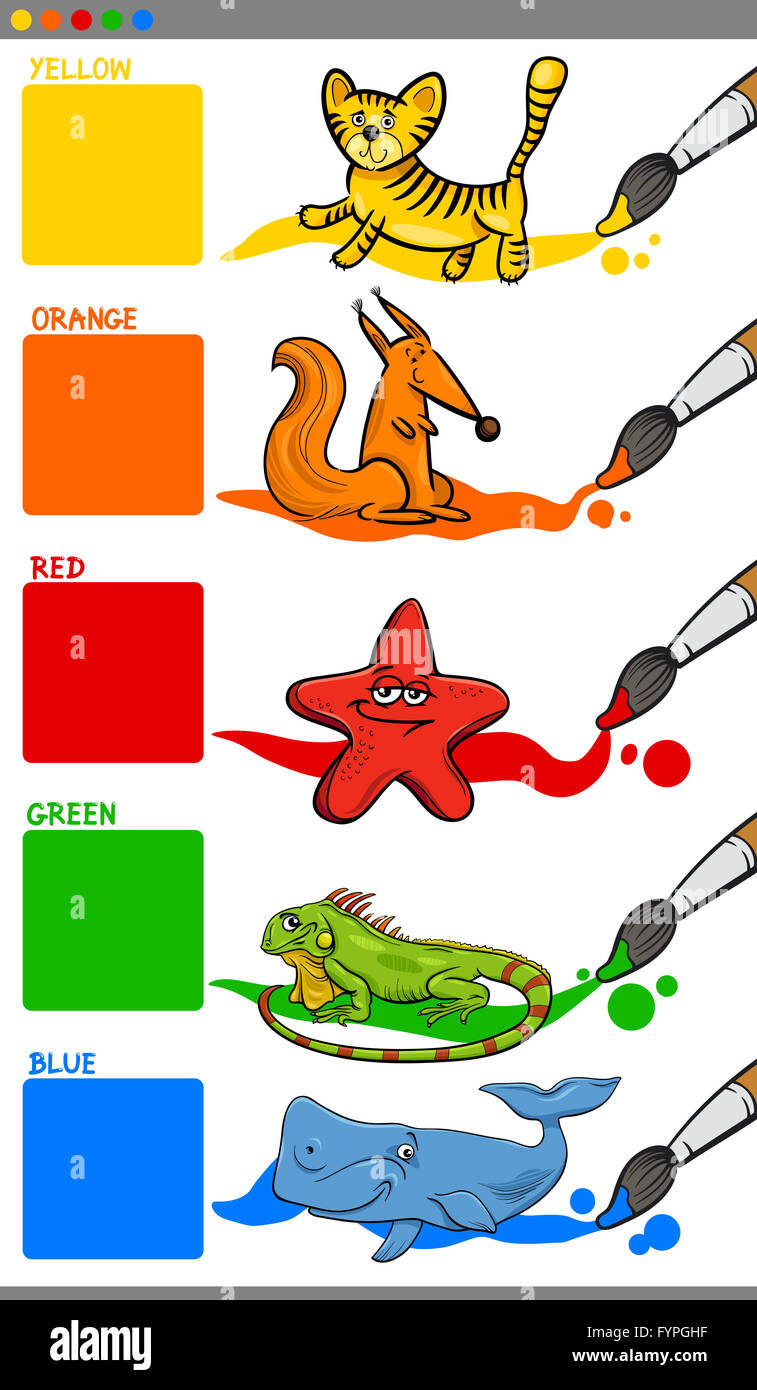 main colors with cartoon animals Stock Photo - Alamy