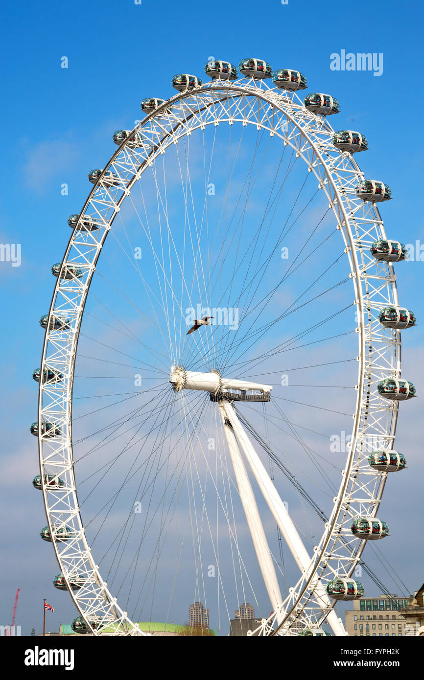 london eye in the spring white clouds Stock Photo - Alamy
