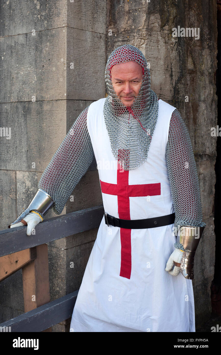 man dressed as st george at southsea castle england uk Stock Photo - Alamy