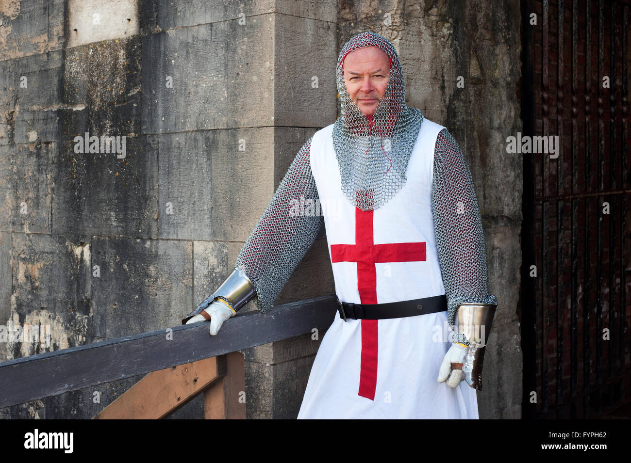 man dressed as st george at southsea castle england uk Stock Photo - Alamy