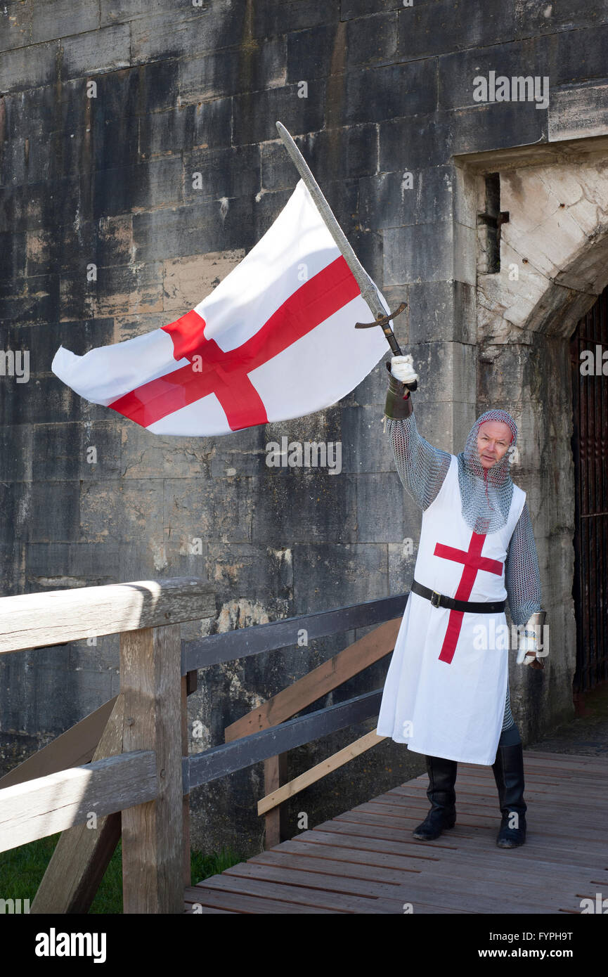 man dressed as st george at southsea castle england uk Stock Photo - Alamy