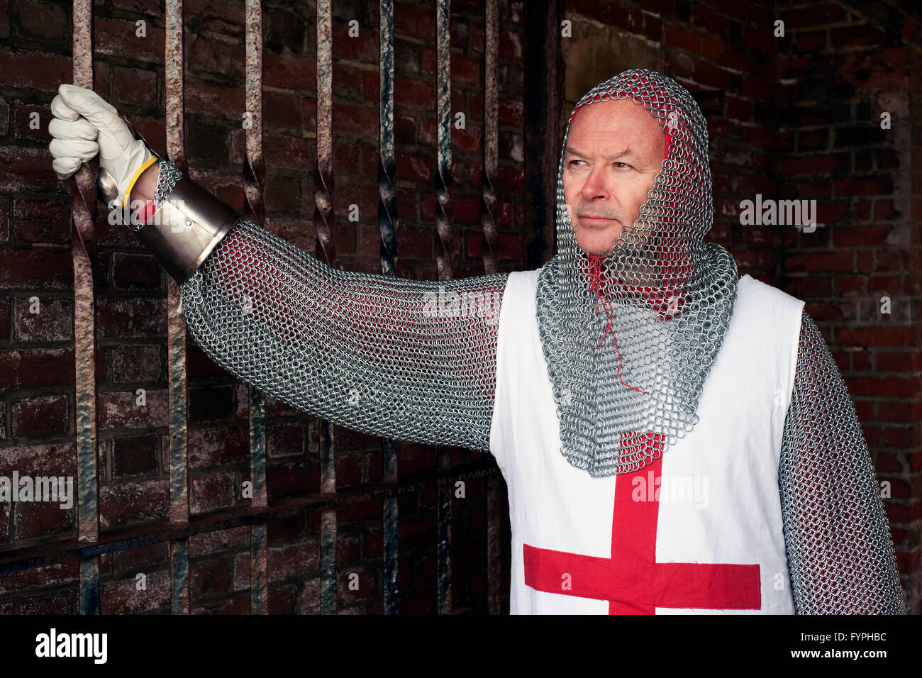 man dressed as st george at southsea castle england uk Stock Photo - Alamy