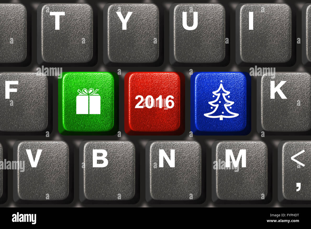 Computer keyboard with Christmas keys Stock Photo - Alamy