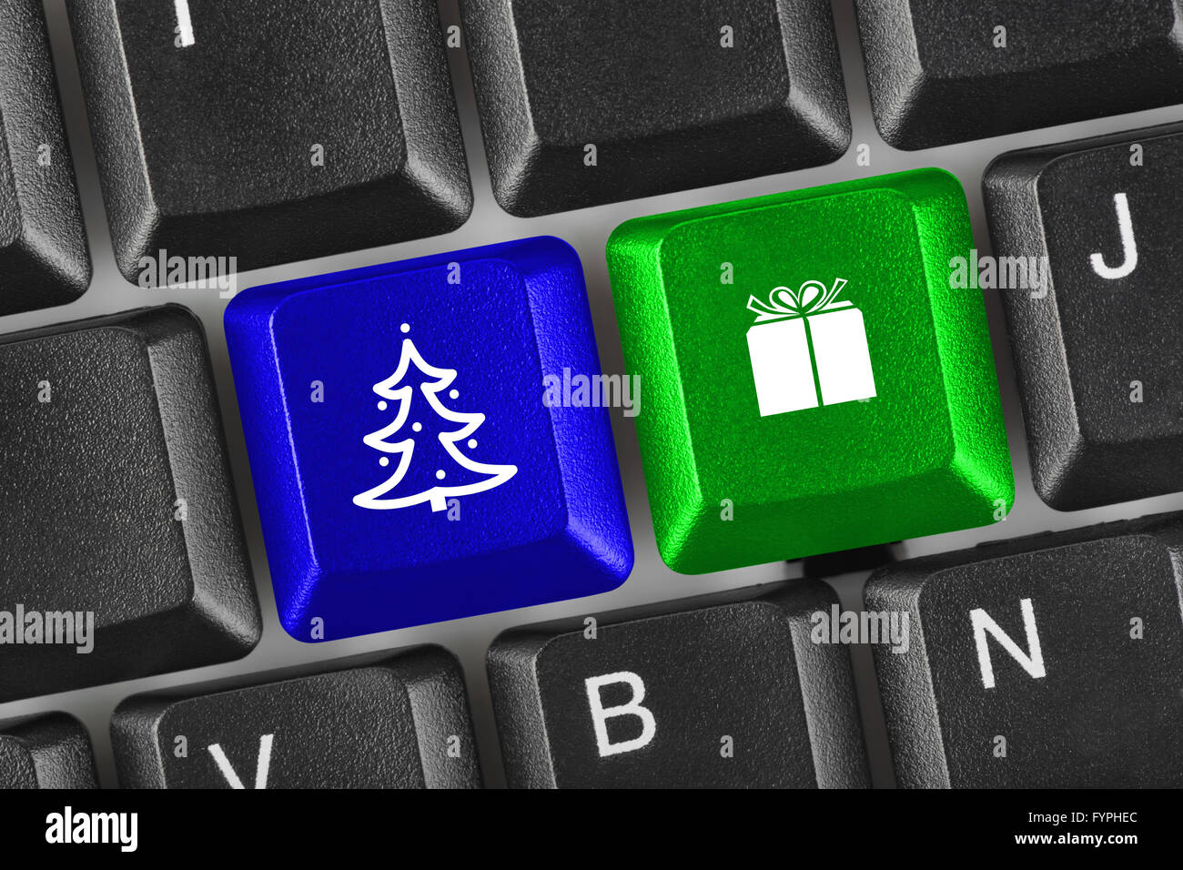 Computer keyboard with Christmas keys Stock Photo - Alamy