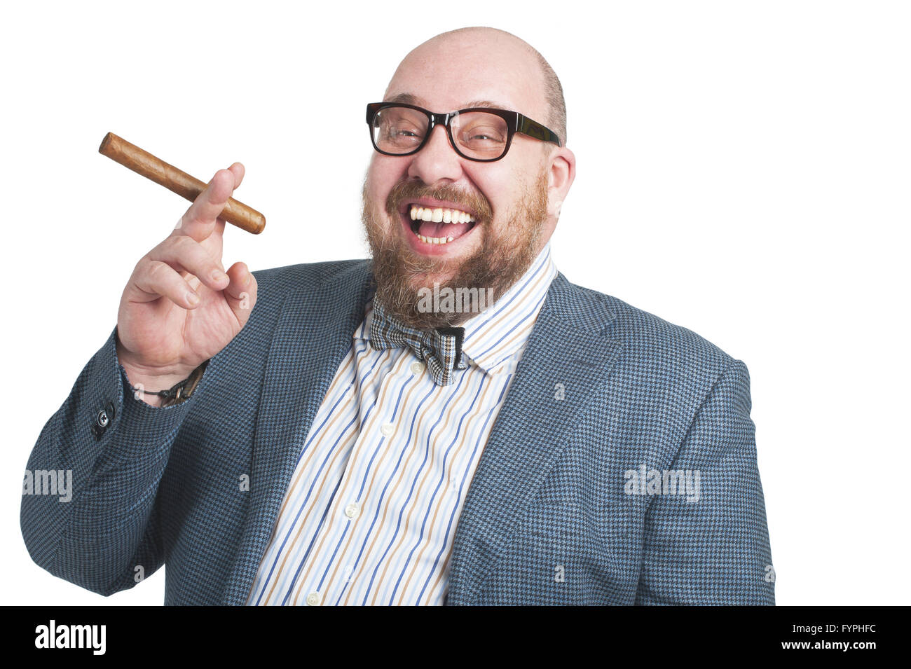 Laughing man with a cigar Stock Photo - Alamy