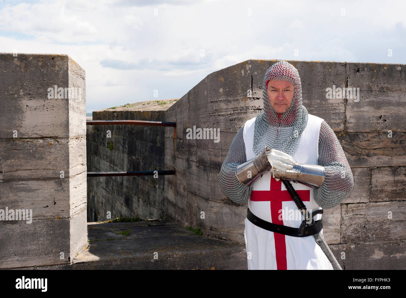 man dressed as st george at southsea castle england uk Stock Photo - Alamy