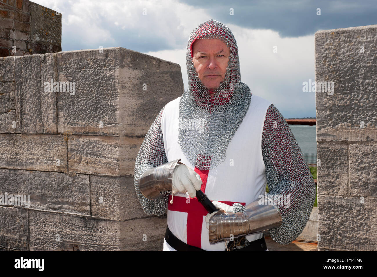 man dressed as st george at southsea castle england uk Stock Photo - Alamy