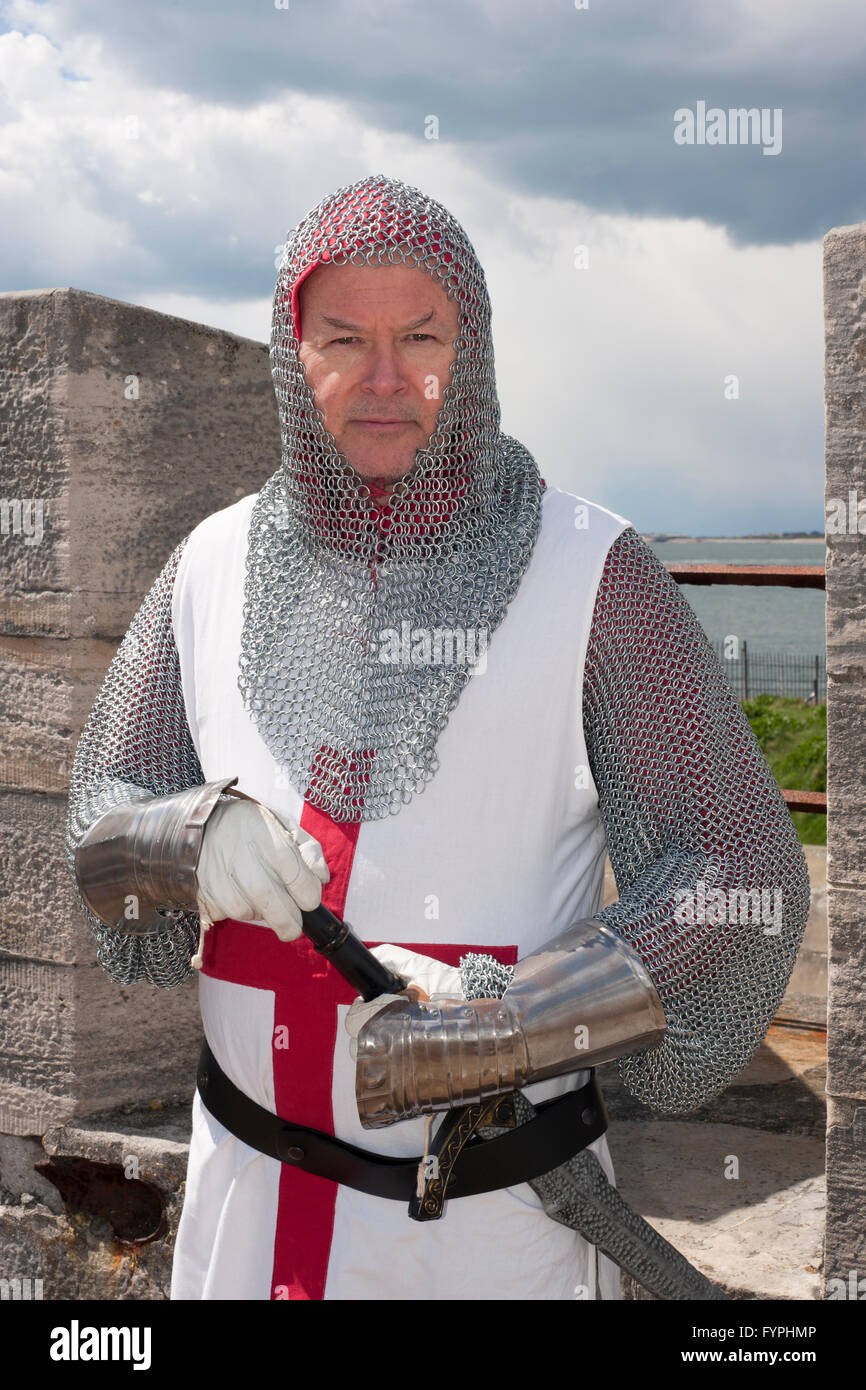 man dressed as st george at southsea castle england uk Stock Photo - Alamy