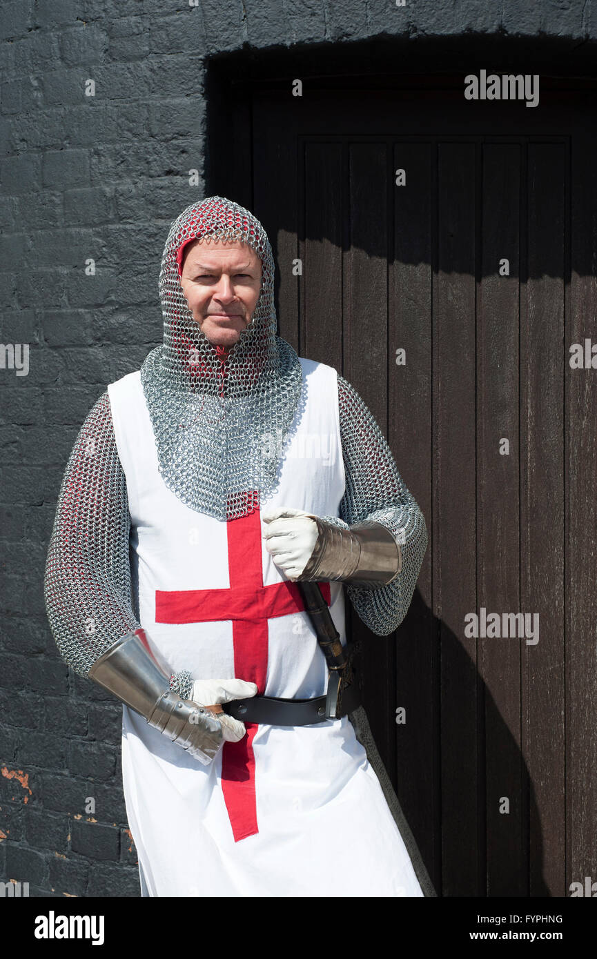 man dressed as st george at southsea castle england uk Stock Photo - Alamy
