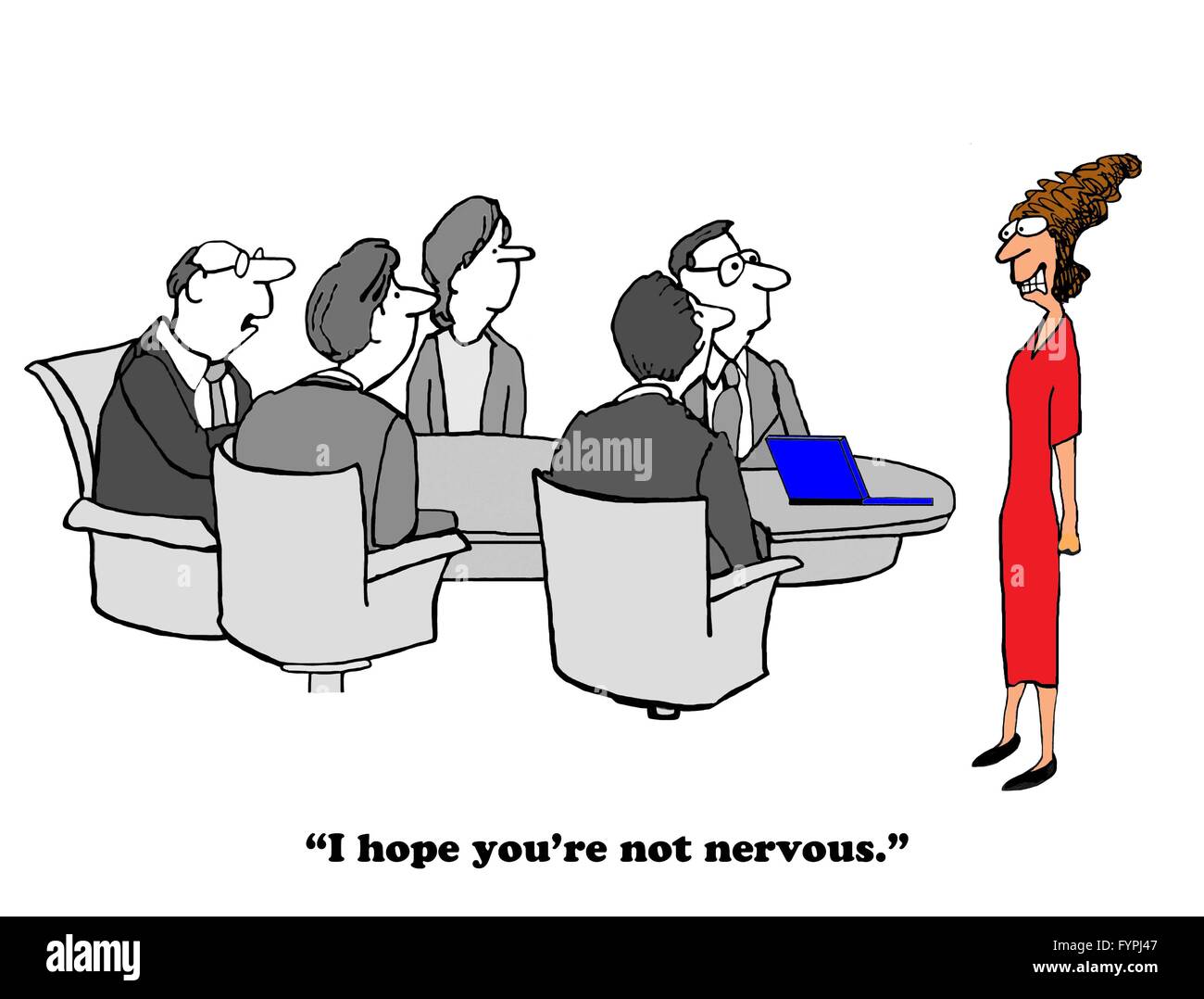 Business cartoon about being very nervous while giving a presentation ...
