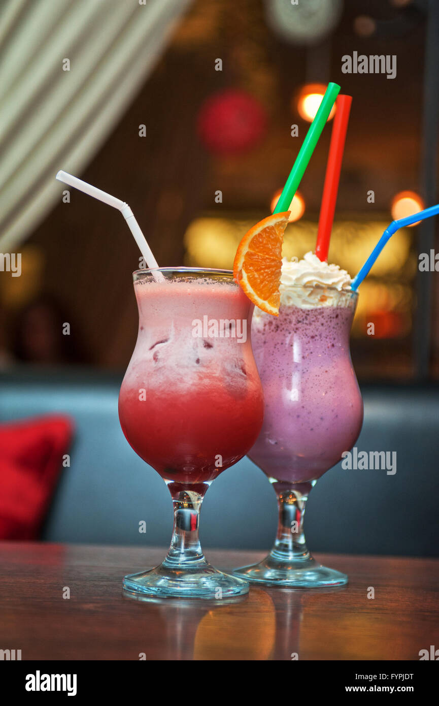 two cocktails milkshake Stock Photo - Alamy