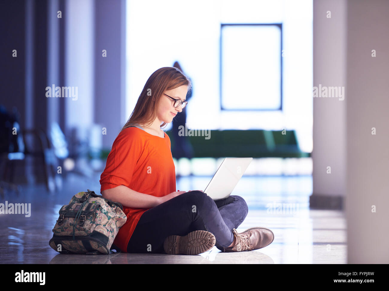 student girl with laptop computer Stock Photo - Alamy