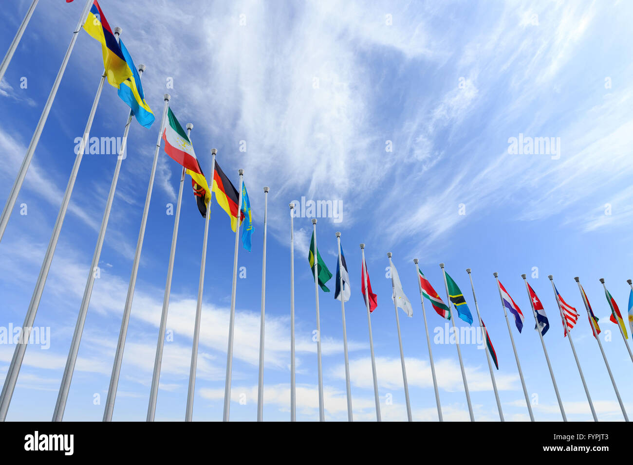 flags in blue sky Stock Photo - Alamy