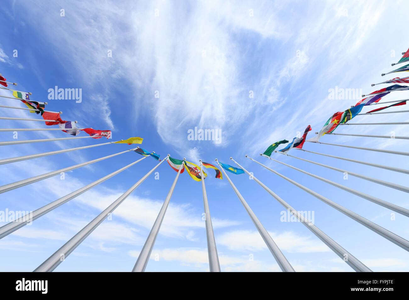 flags in blue sky Stock Photo - Alamy