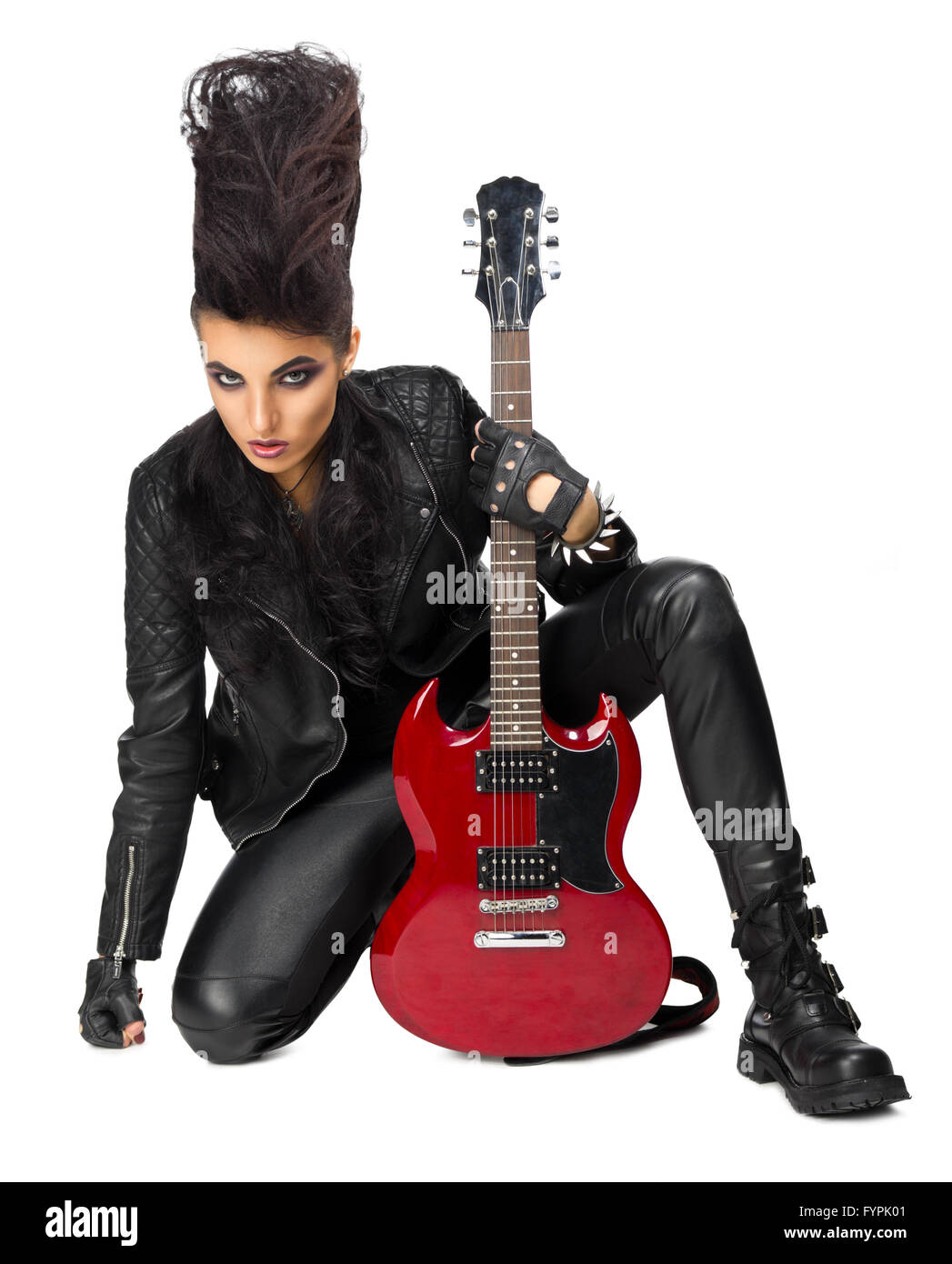 Rock musician in leather clothing isolated Stock Photo - Alamy