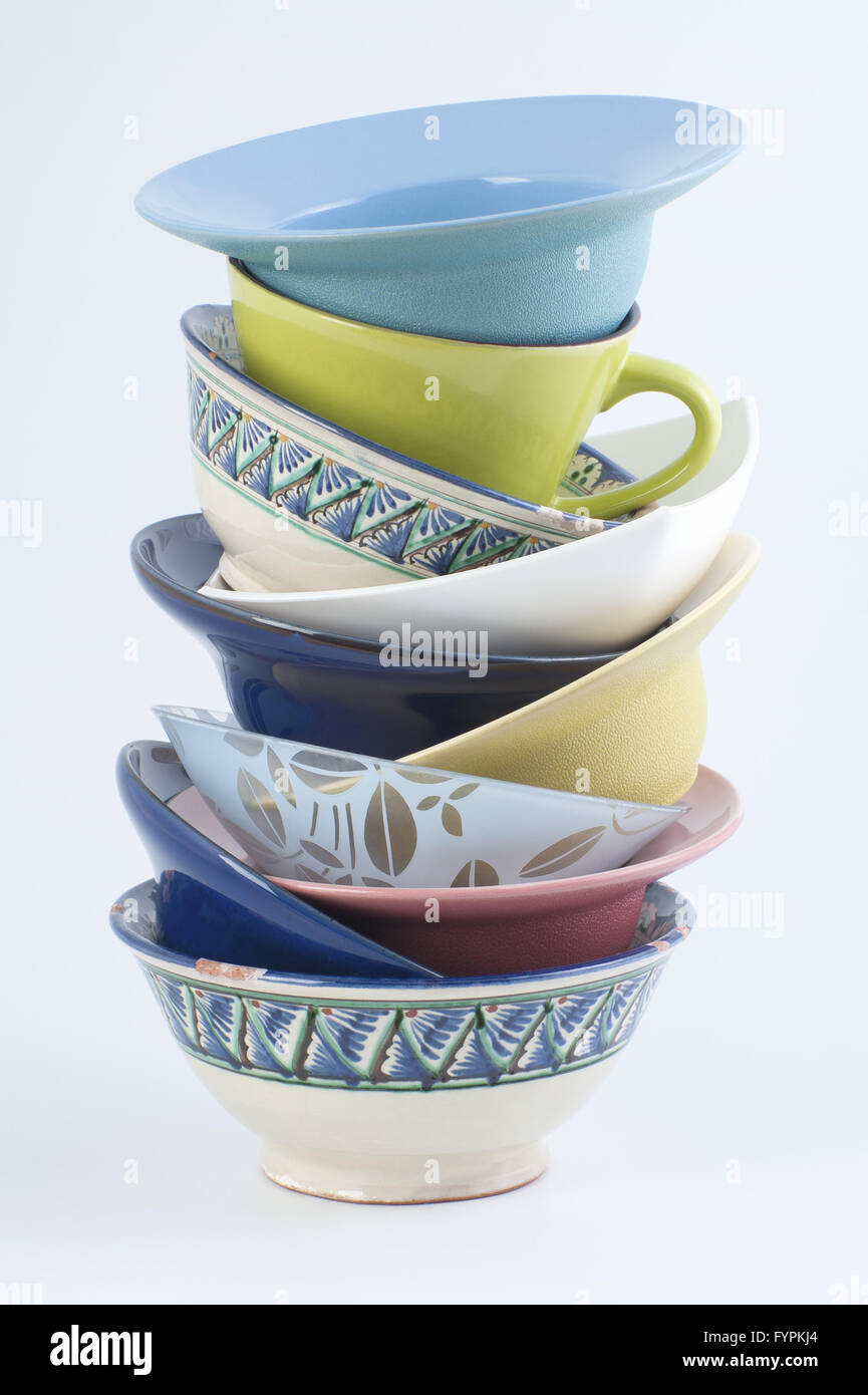 Stack of different dishes Stock Photo - Alamy