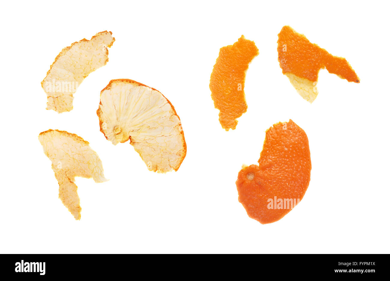 Parts of tangerine peel isolated on white background Stock Photo - Alamy