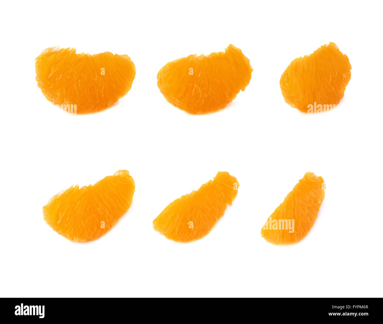 Slice sections of tangerine isolated over the white background Stock ...