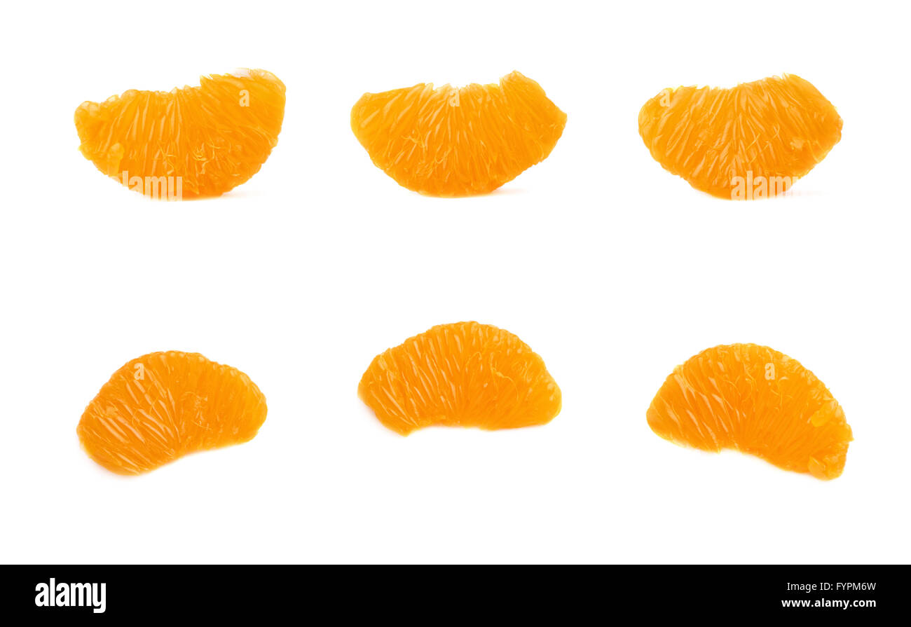 Slice sections of tangerine isolated over the white background Stock ...