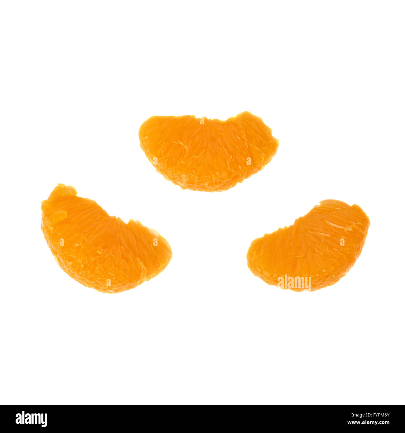 Slice sections of tangerine isolated over the white background Stock ...
