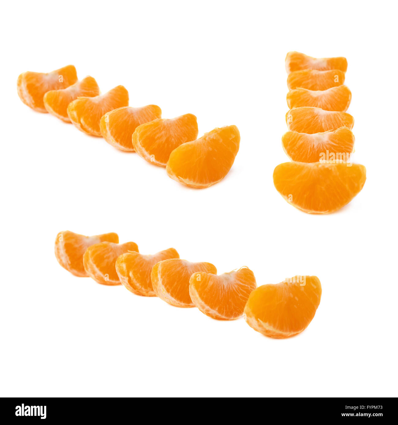 Slice sections of tangerine isolated over the white background Stock ...