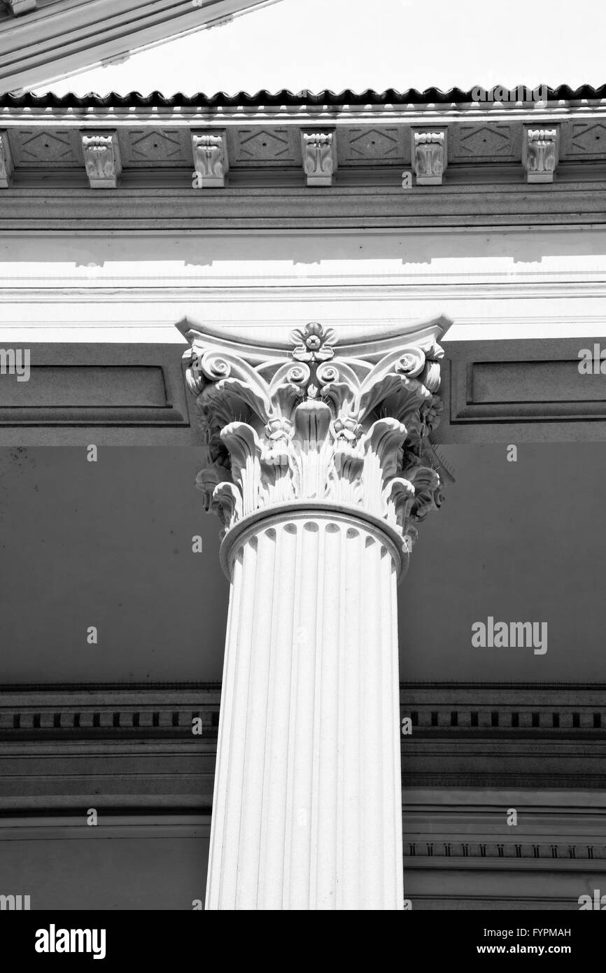 abstract old column in the country of europe italy and marble brick ...