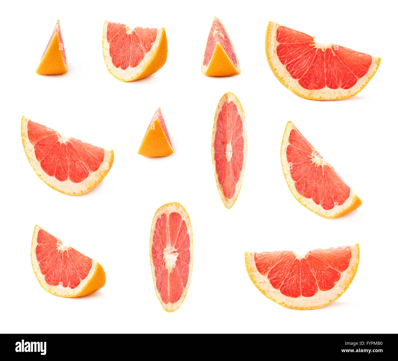 Slice section of grapefruit isolated over the white background Stock Photo - Alamy