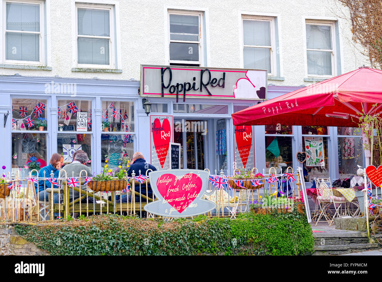 street scene in hawkshead english lake district Stock Photo - Alamy