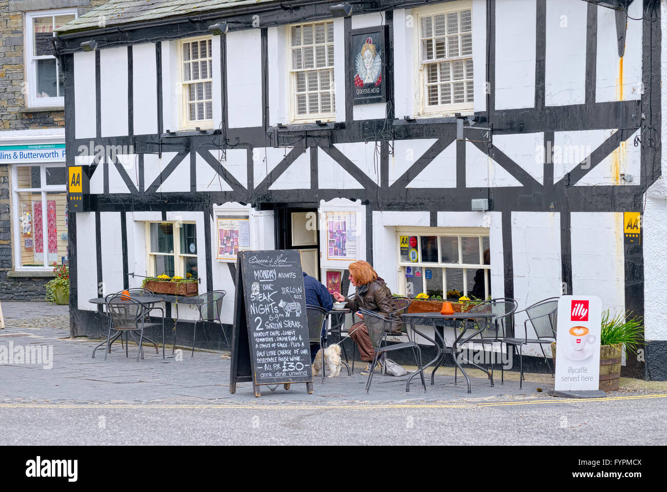 street scene in hawkshead english lake district Stock Photo - Alamy