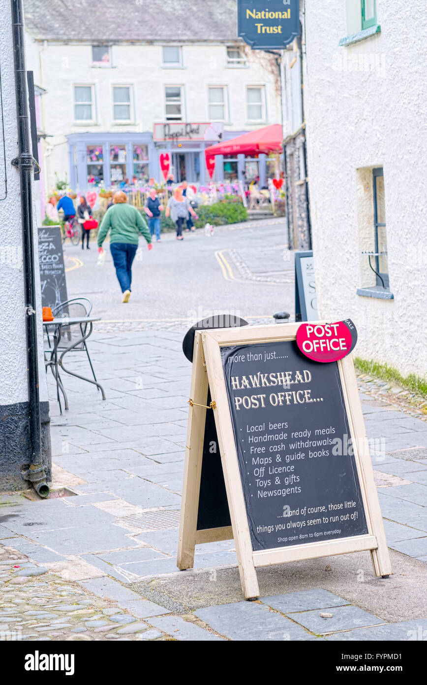 street scene in hawkshead english lake district Stock Photo - Alamy