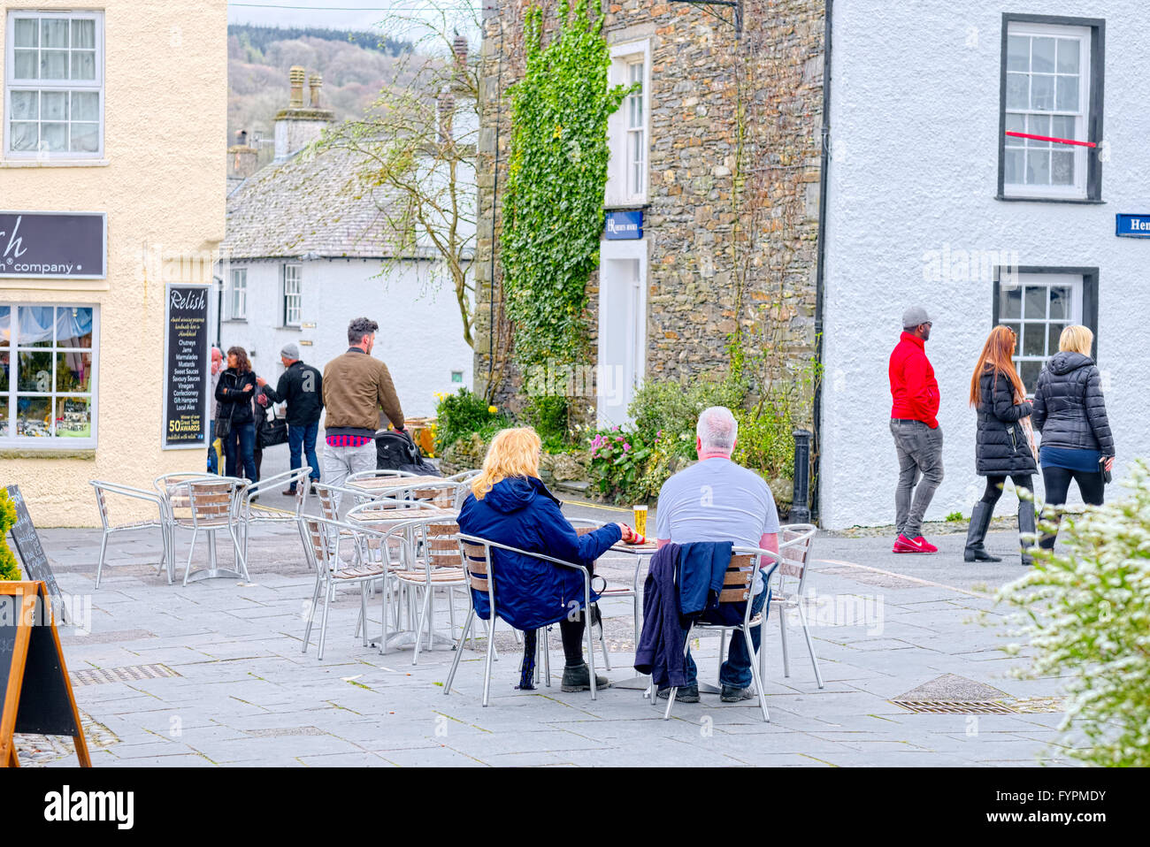 street scene in hawkshead english lake district Stock Photo - Alamy