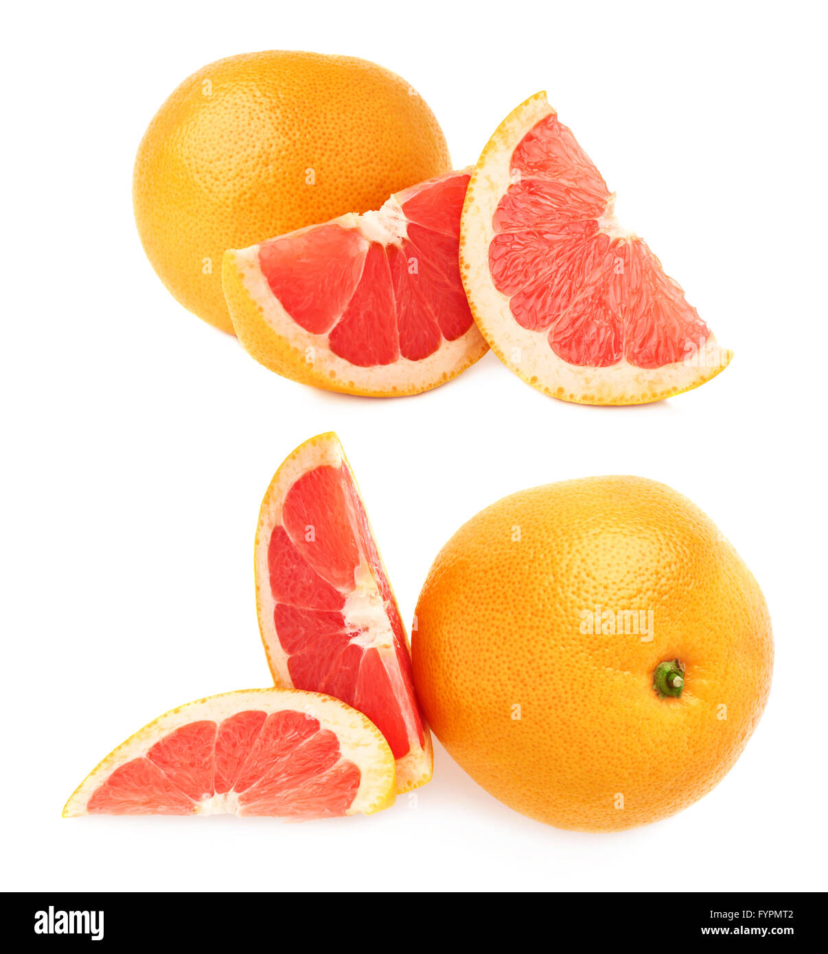 Served grapefruit composition isolated over the white background Stock ...