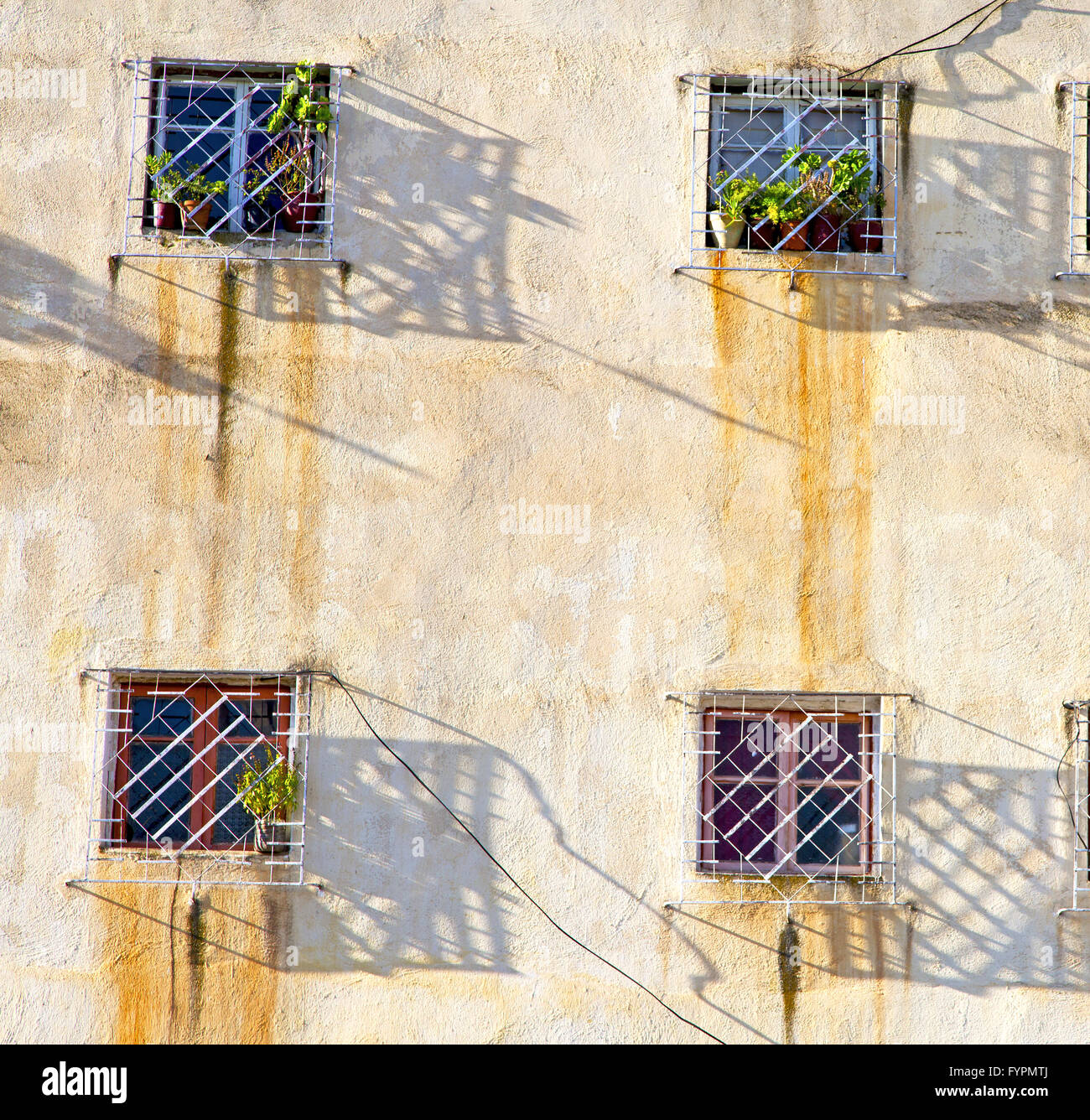 window in morocco africa and old construction wal brick historical ...